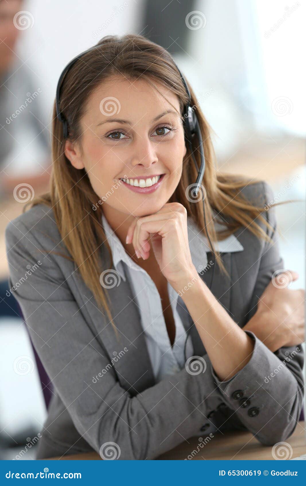 Smiling Customer Service Assistant at Work Stock Image - Image of ...
