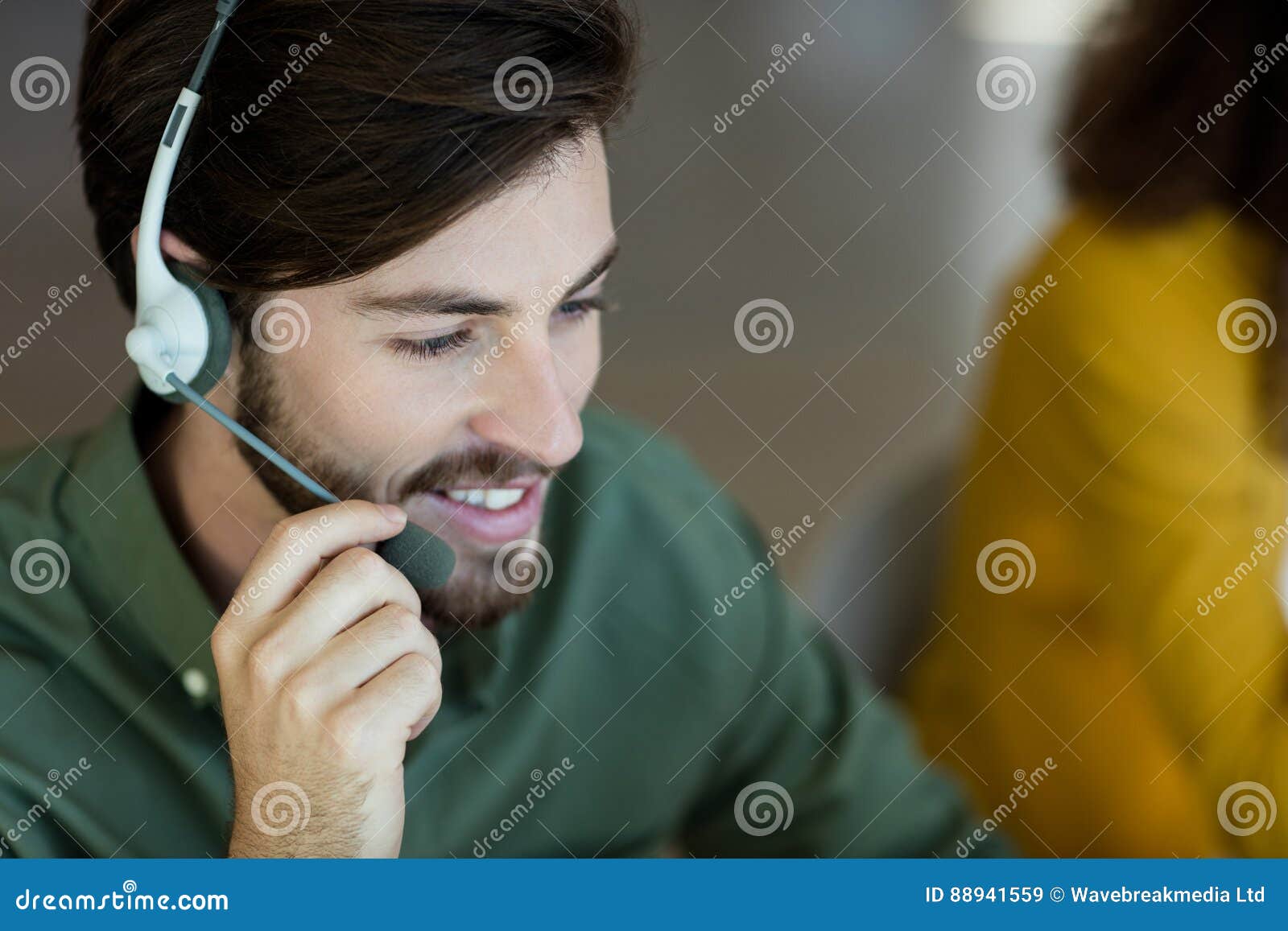 Smiling Customer Service Executive Talking on Headset Stock Image ...