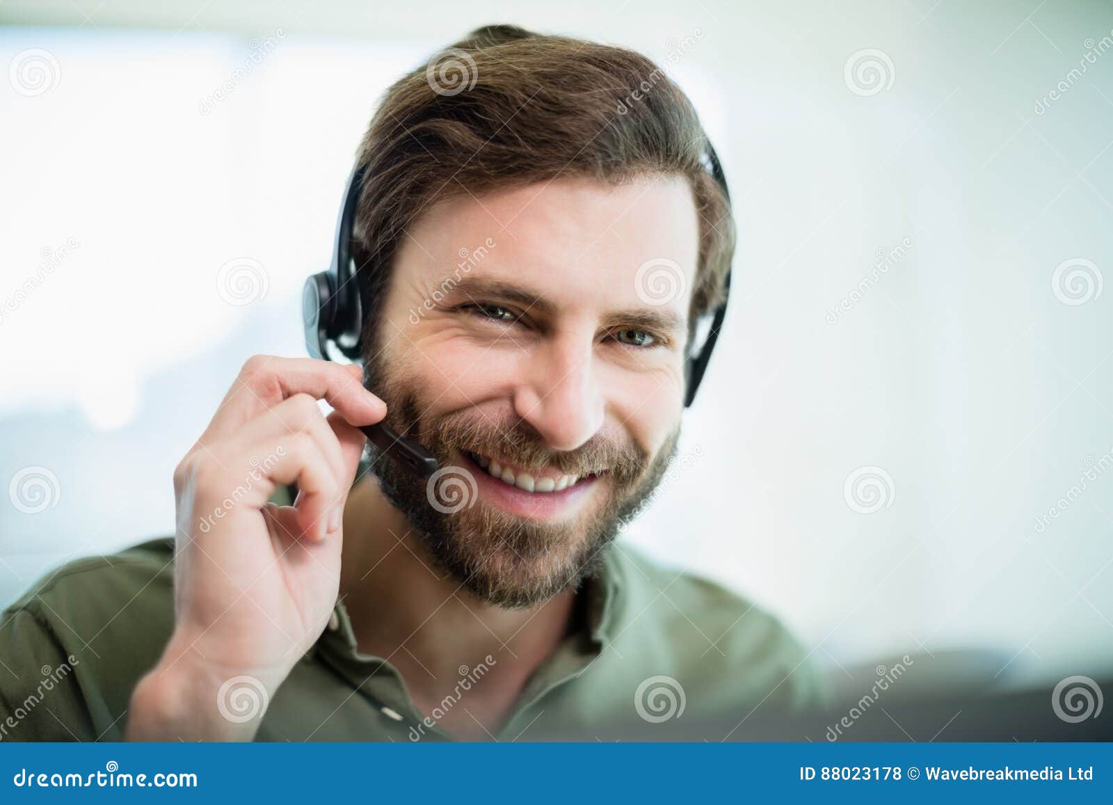 Smiling Customer Service Executive Working in Call Center Stock Photo ...