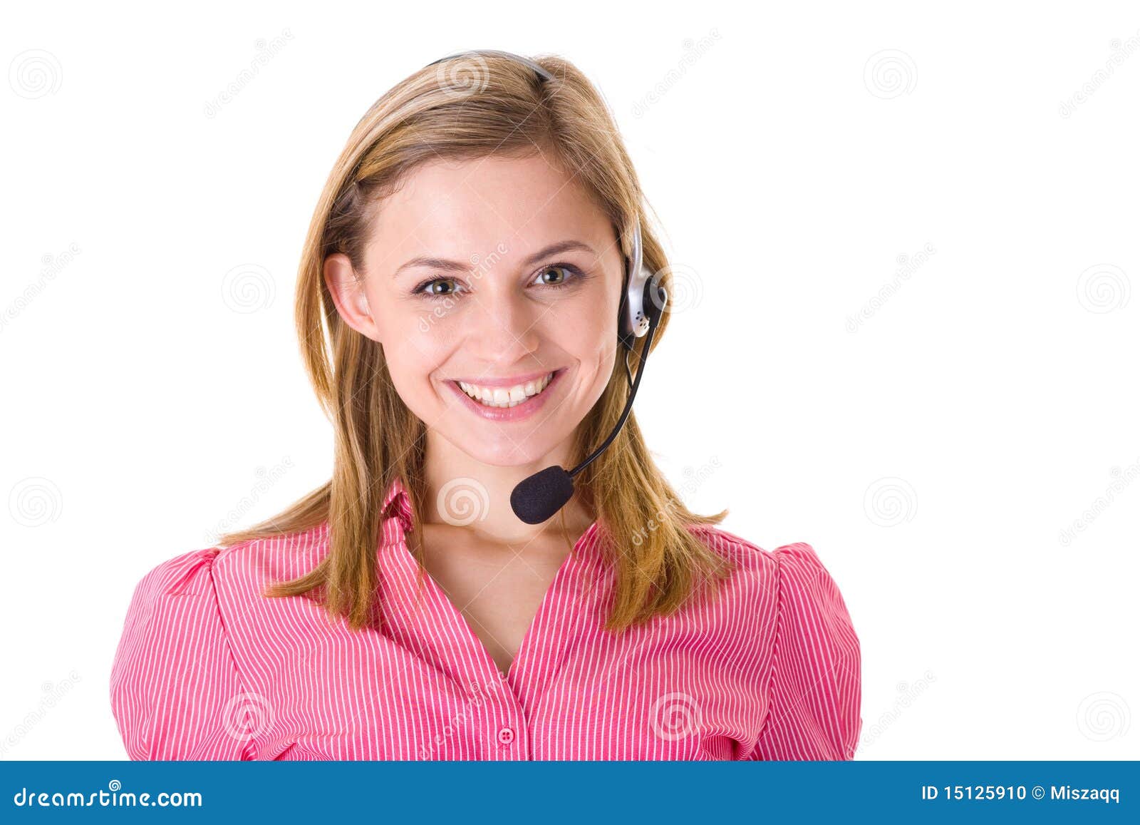 Smiling Customer Service Operator, Isolated Stock Photo - Image of ...