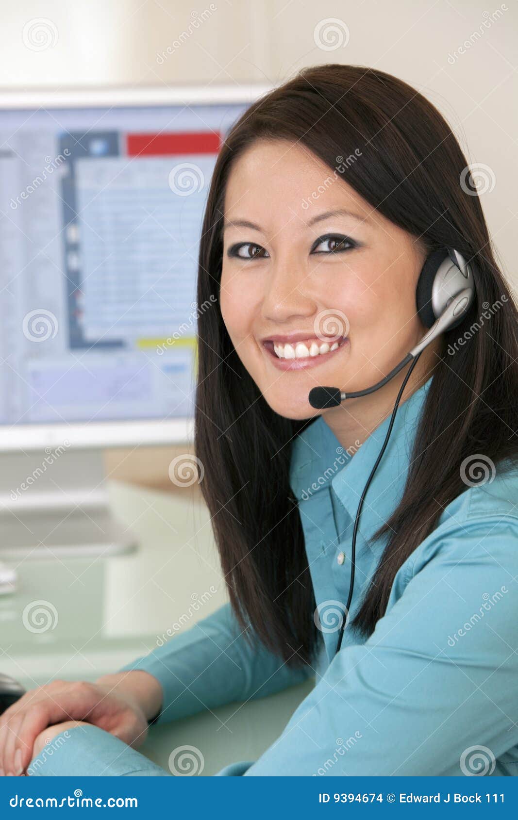 Smiling Customer Service Rep Stock Photo - Image of looking, foreground ...