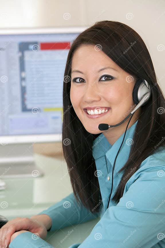 Smiling Customer Service Rep Stock Photo - Image of looking, foreground ...