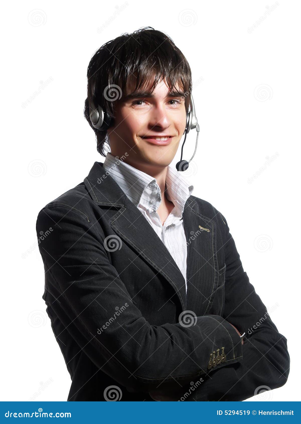 Smiling Customer Service Representative Man Stock Image - Image of ...