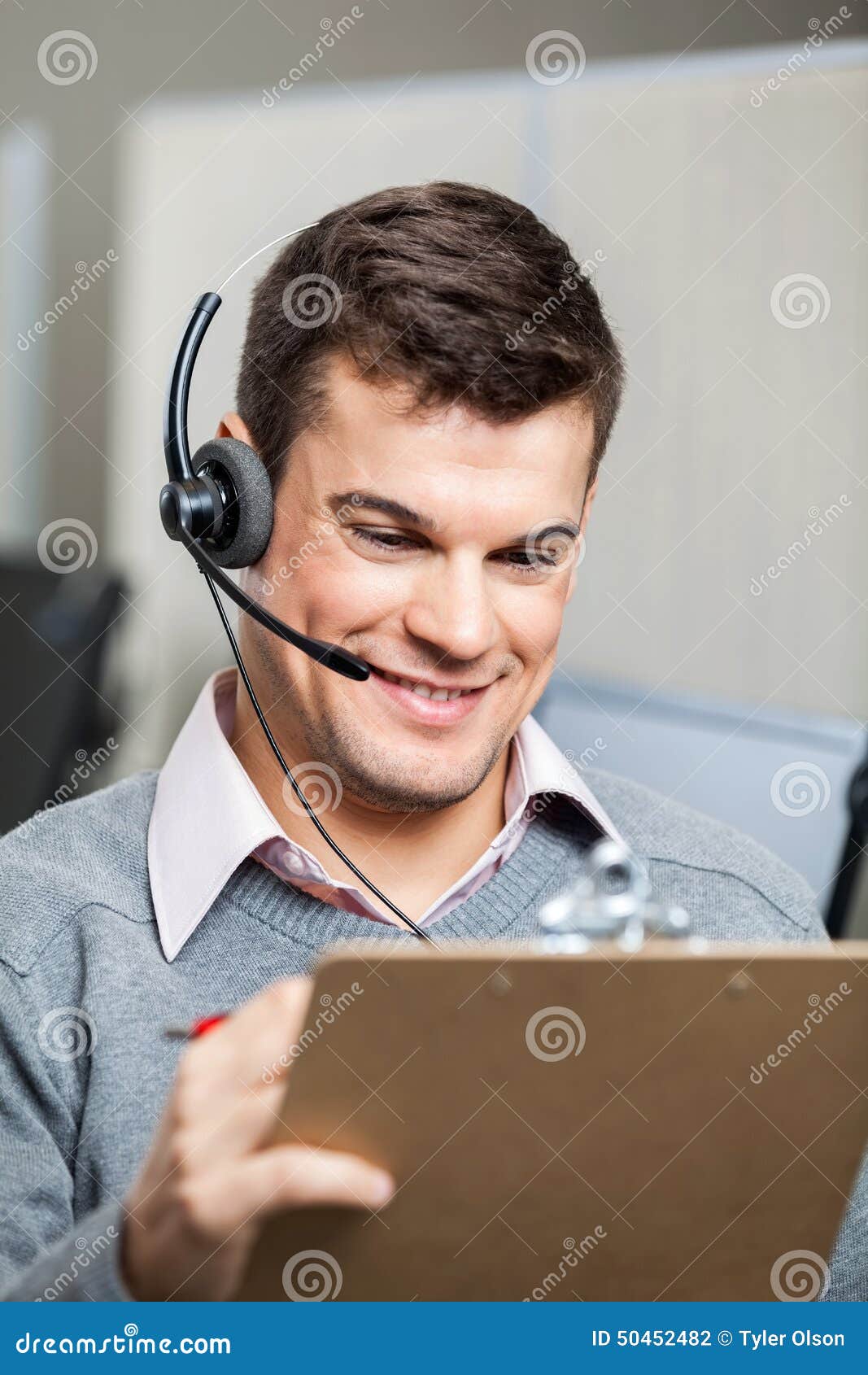 Smiling Customer Service Representative Wearing Stock Photo - Image of ...