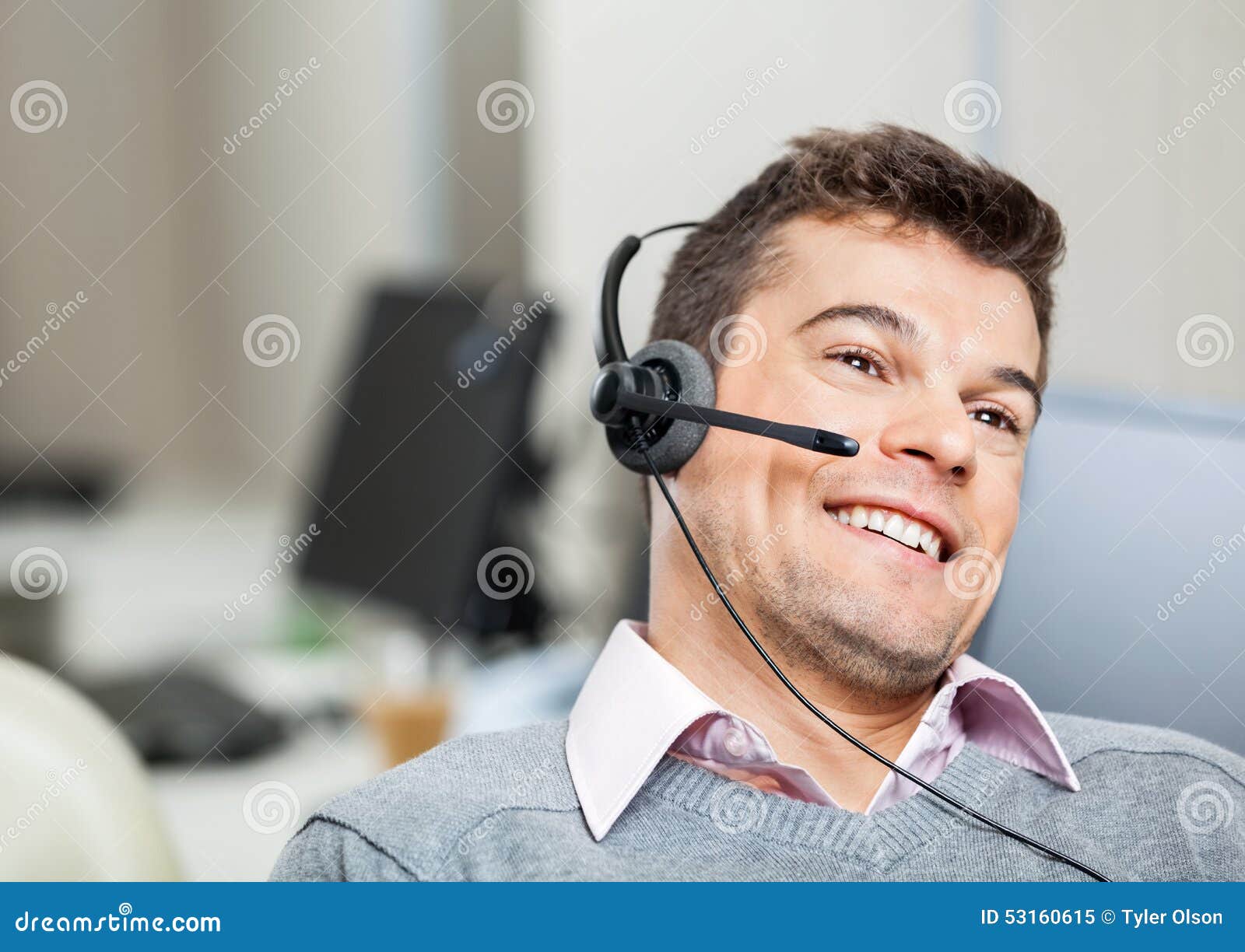 Smiling Customer Service Representative Wearing Stock Image - Image of ...