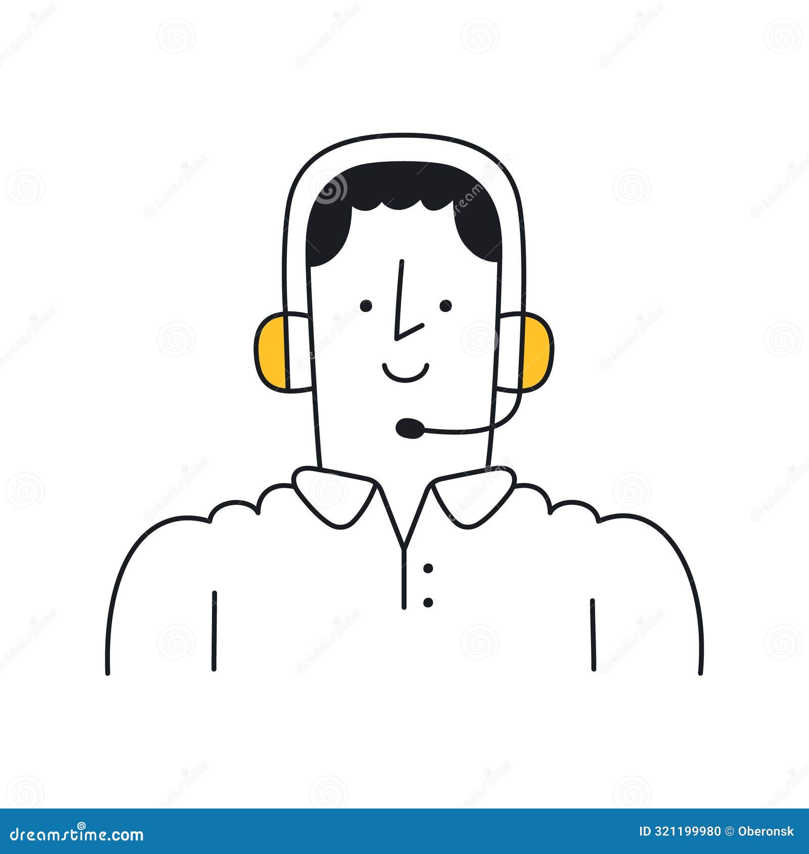 Smiling Customer Service Specialist - Editable Stroke Doodle Art Stock ...