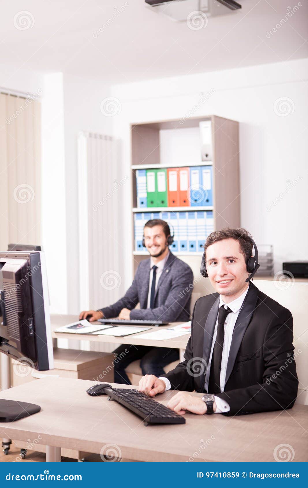 Smiling Customer Service Support Working in the Office Stock Image ...