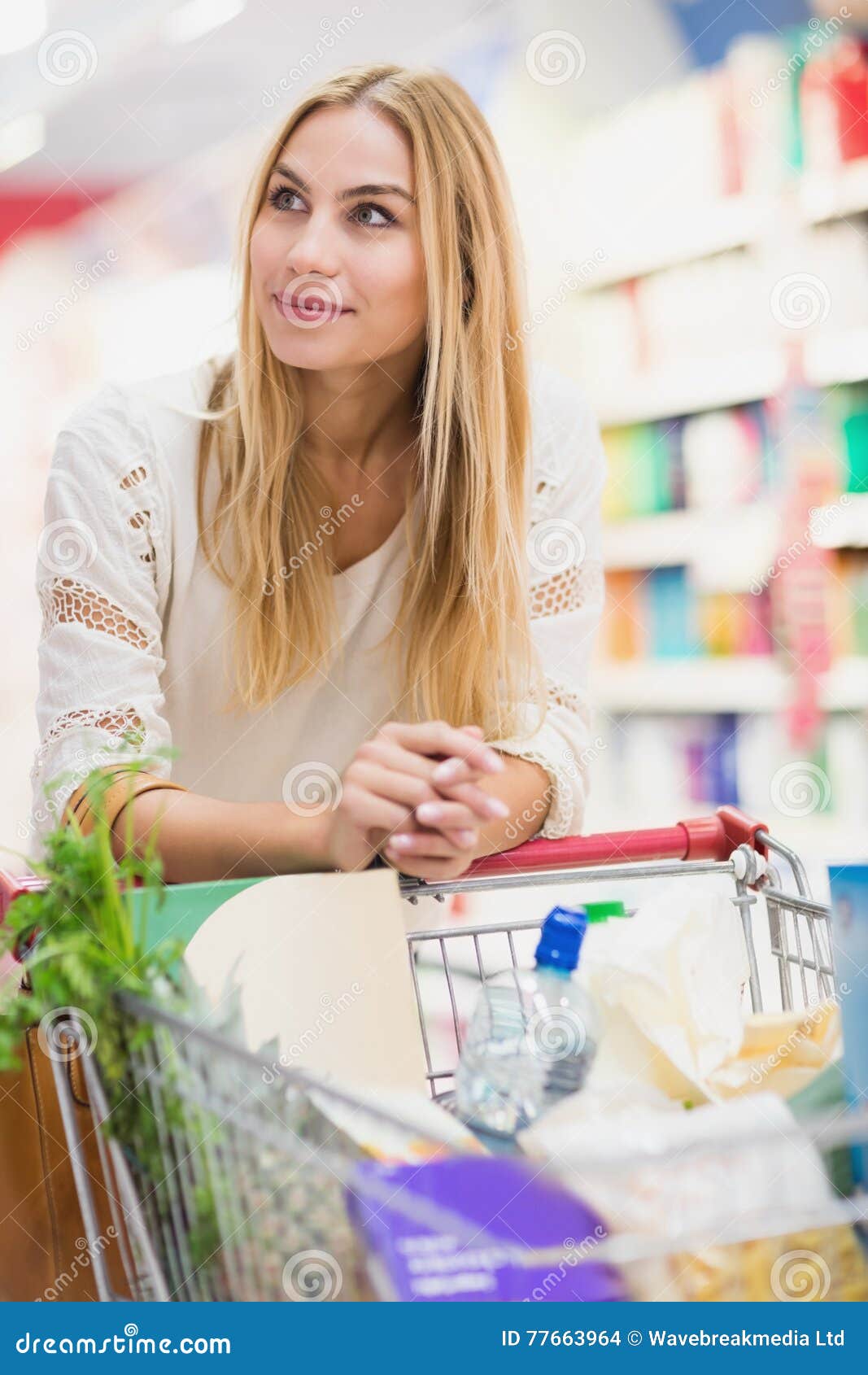 Smiling Customer at the Supermarket Stock Photo - Image of market, shop ...