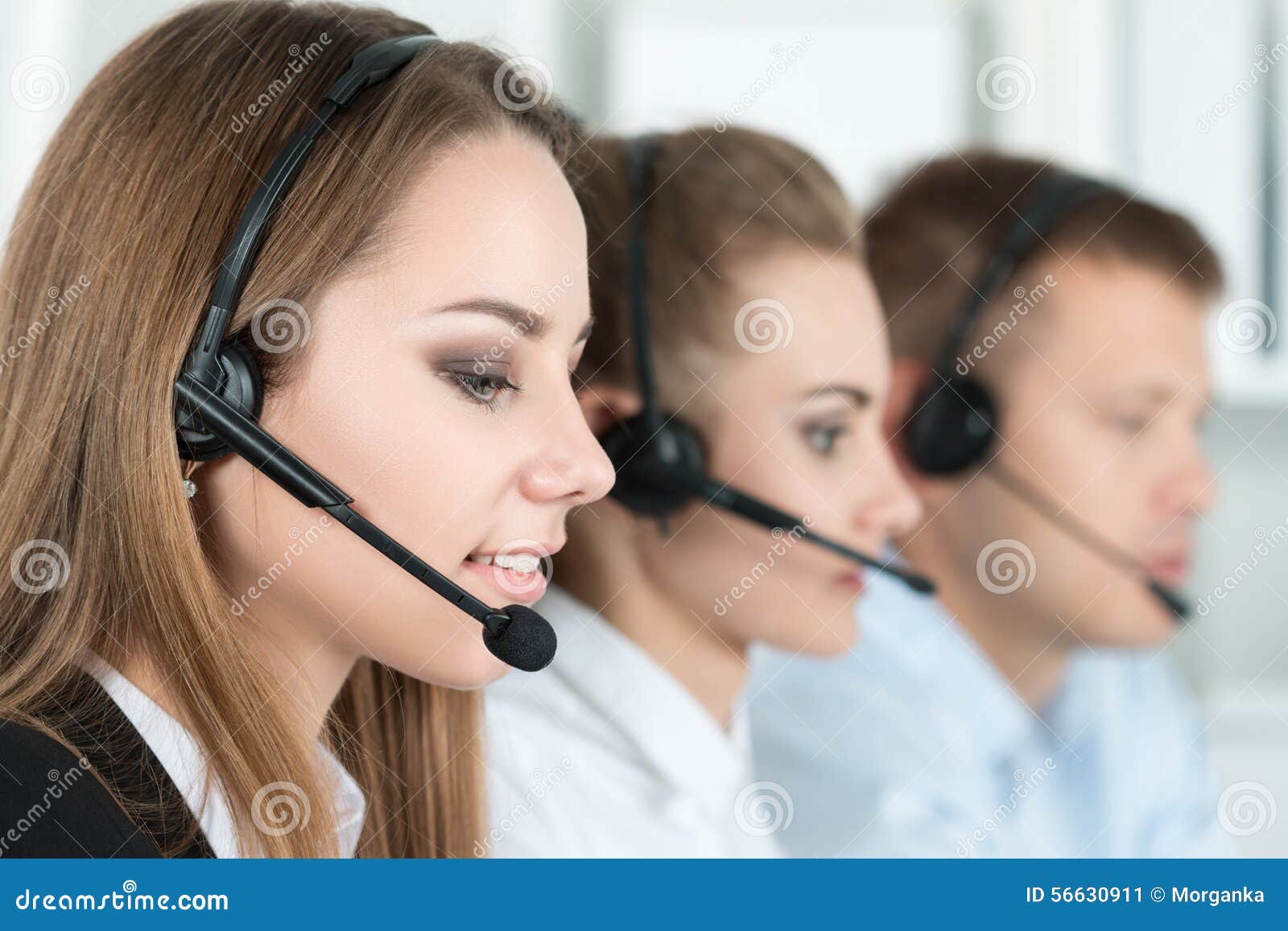 Smiling Customer Support Operator at Work Stock Image - Image of head ...