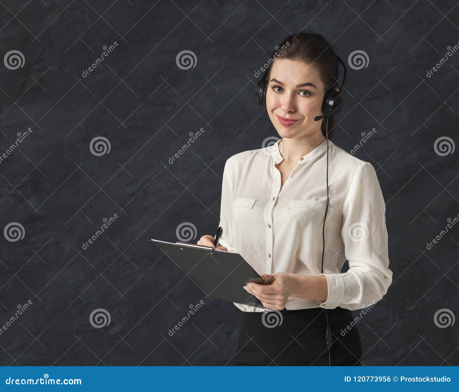 Smiling Customer Support Staff Using Tablet Stock Photo - Image of ...