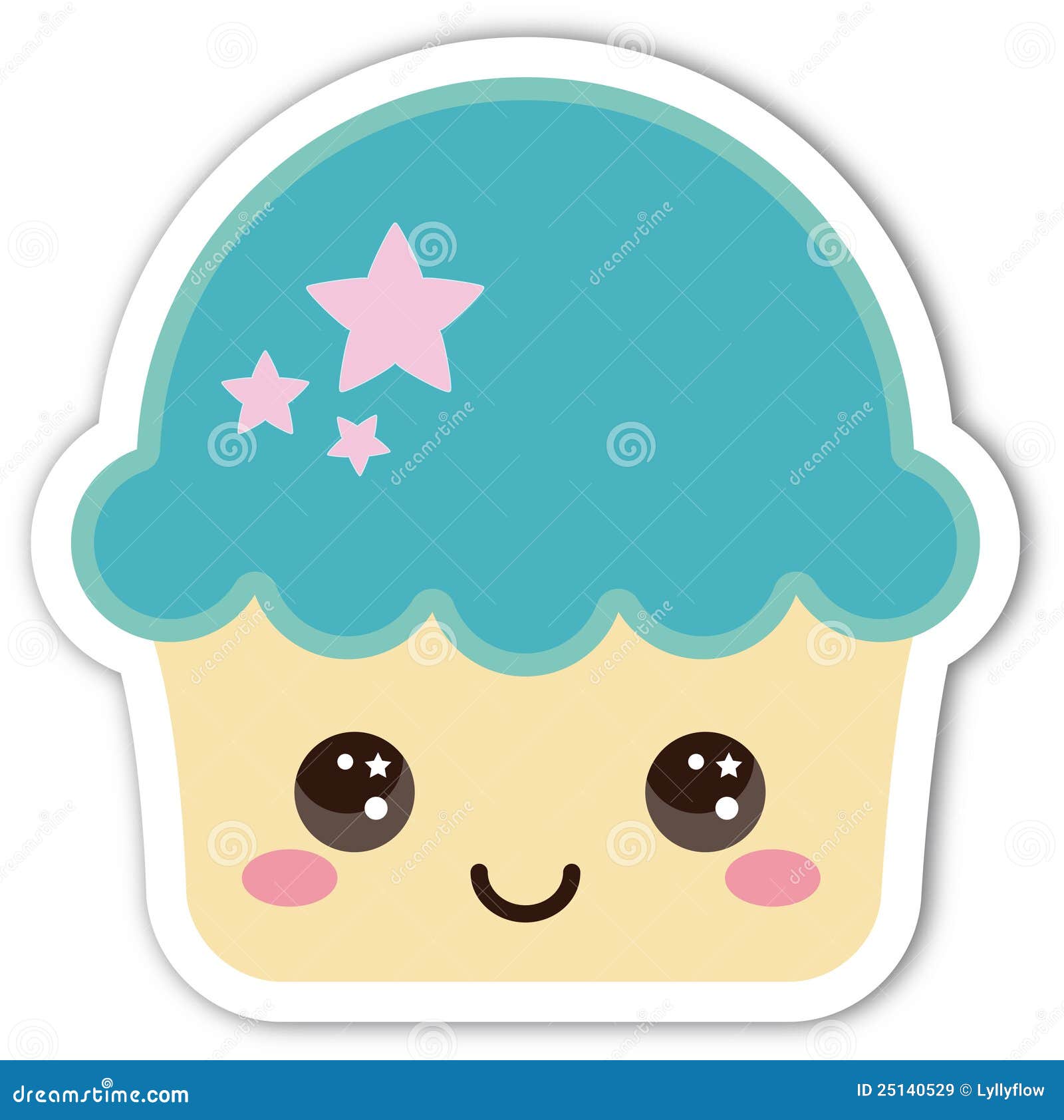 Smiling cute cupcake stock illustration. Illustration of pink - 25140529