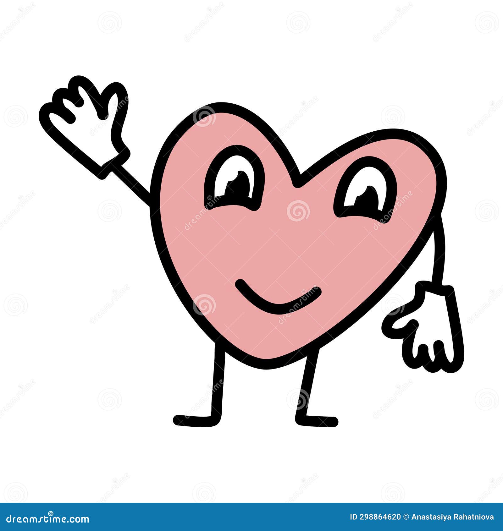 Smiling Cute Doodle Vector Heart Illustration Stock Illustration ...