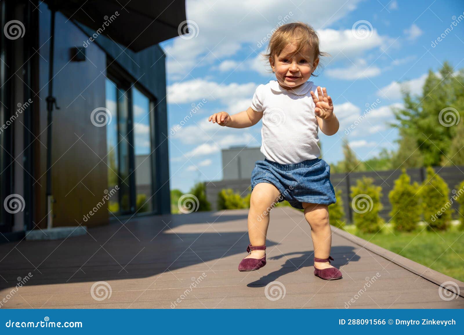 Smiling Cute Kid Walking and Looking Excited Stock Photo - Image of ...