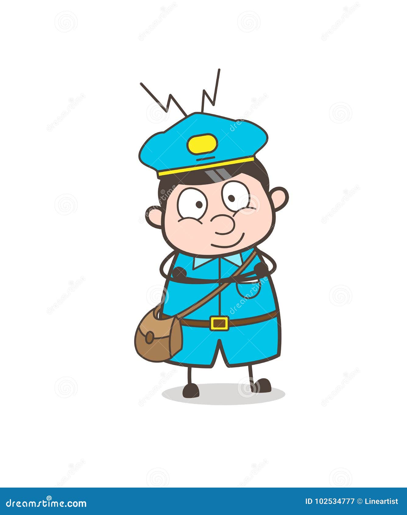 Cute Postman Mascot Character With Happy Face Vector Cartoon Icon ...