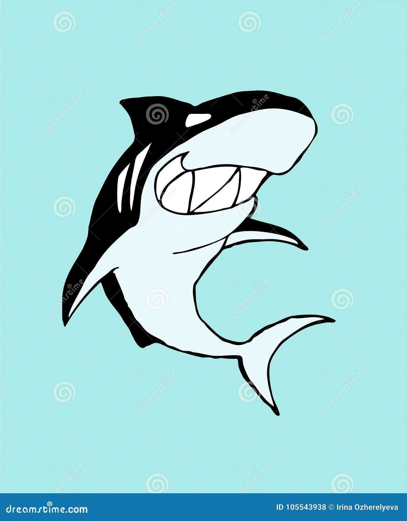 Smiling Cute Shark Character Drawing Stock Vector - Illustration of ...