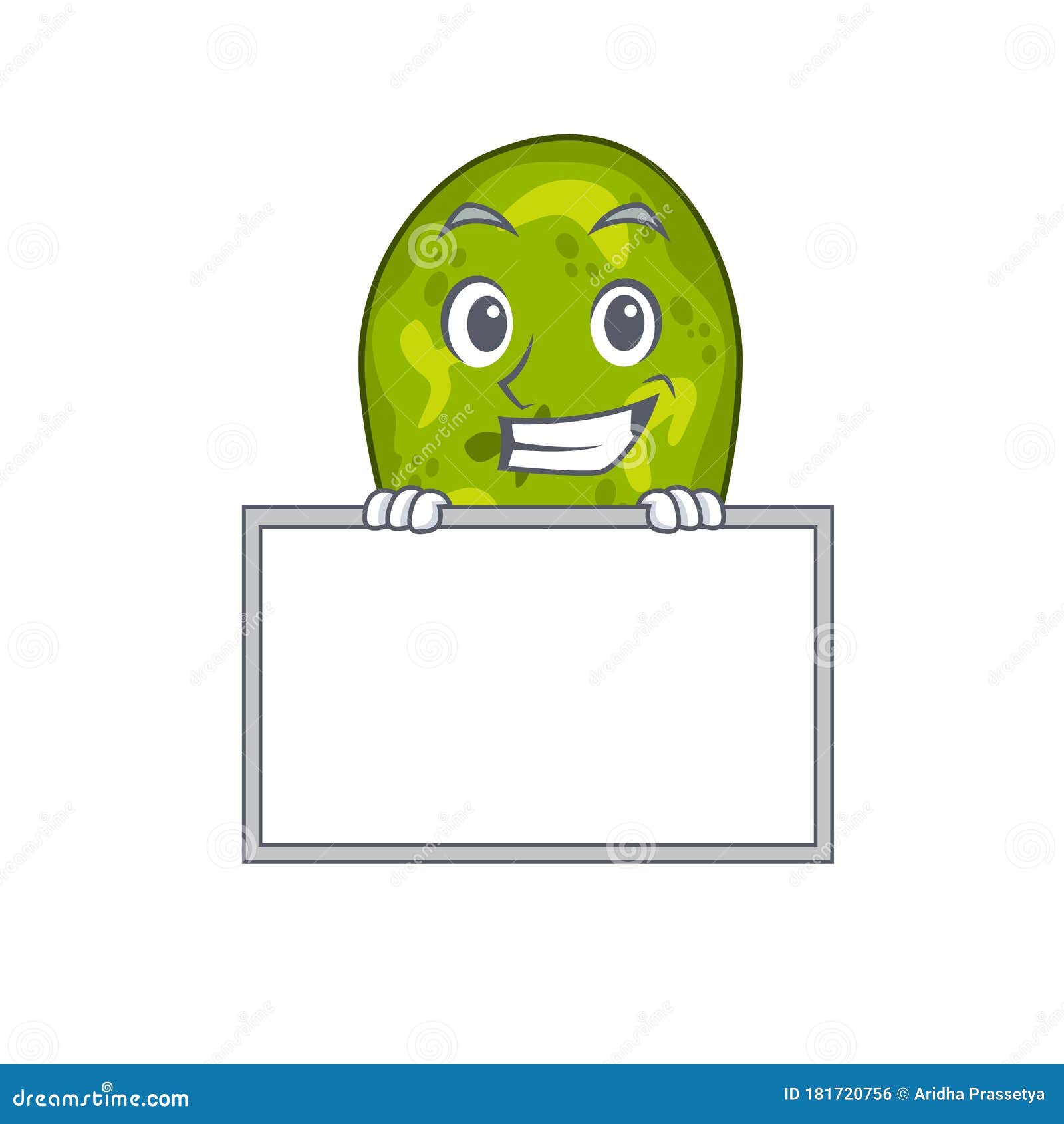 Smiling Cyanobacteria Cartoon Design Style Has A Board Vector ...