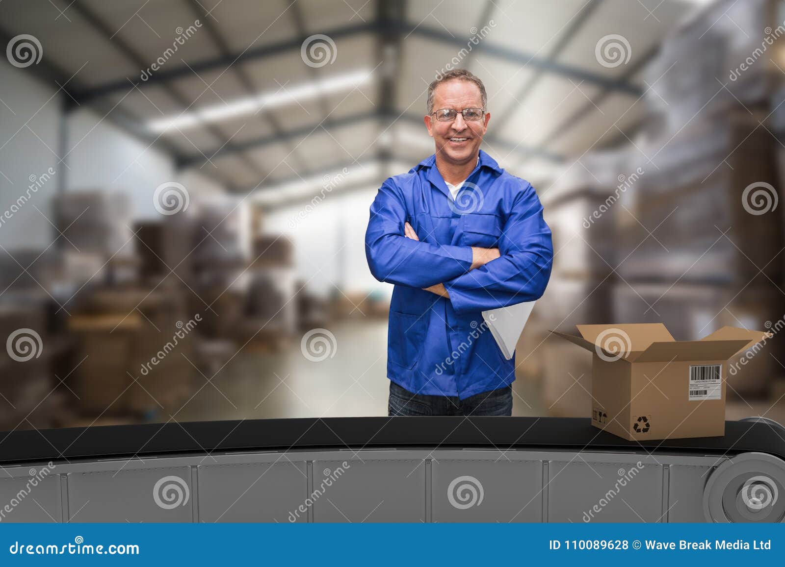 Composite 3d Image of Smiling Warehouse Manager Standing with Arms ...