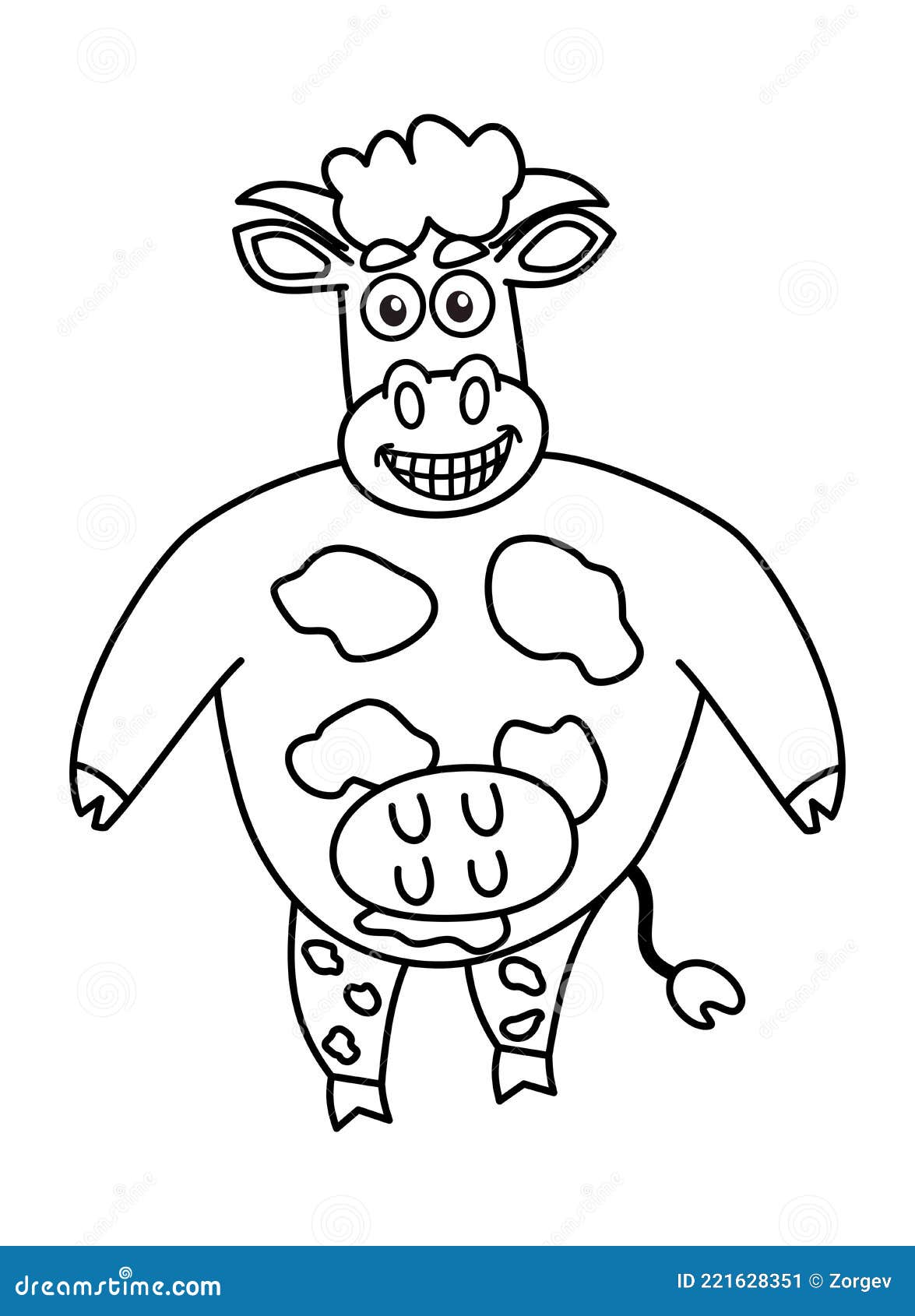 Smiling Dairy Cow for Drawing and Colouring on a White Background Stock ...