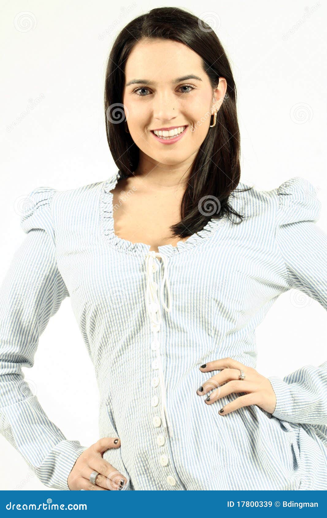 Smiling Dark Haired Female stock image. Image of headshot - 17800339