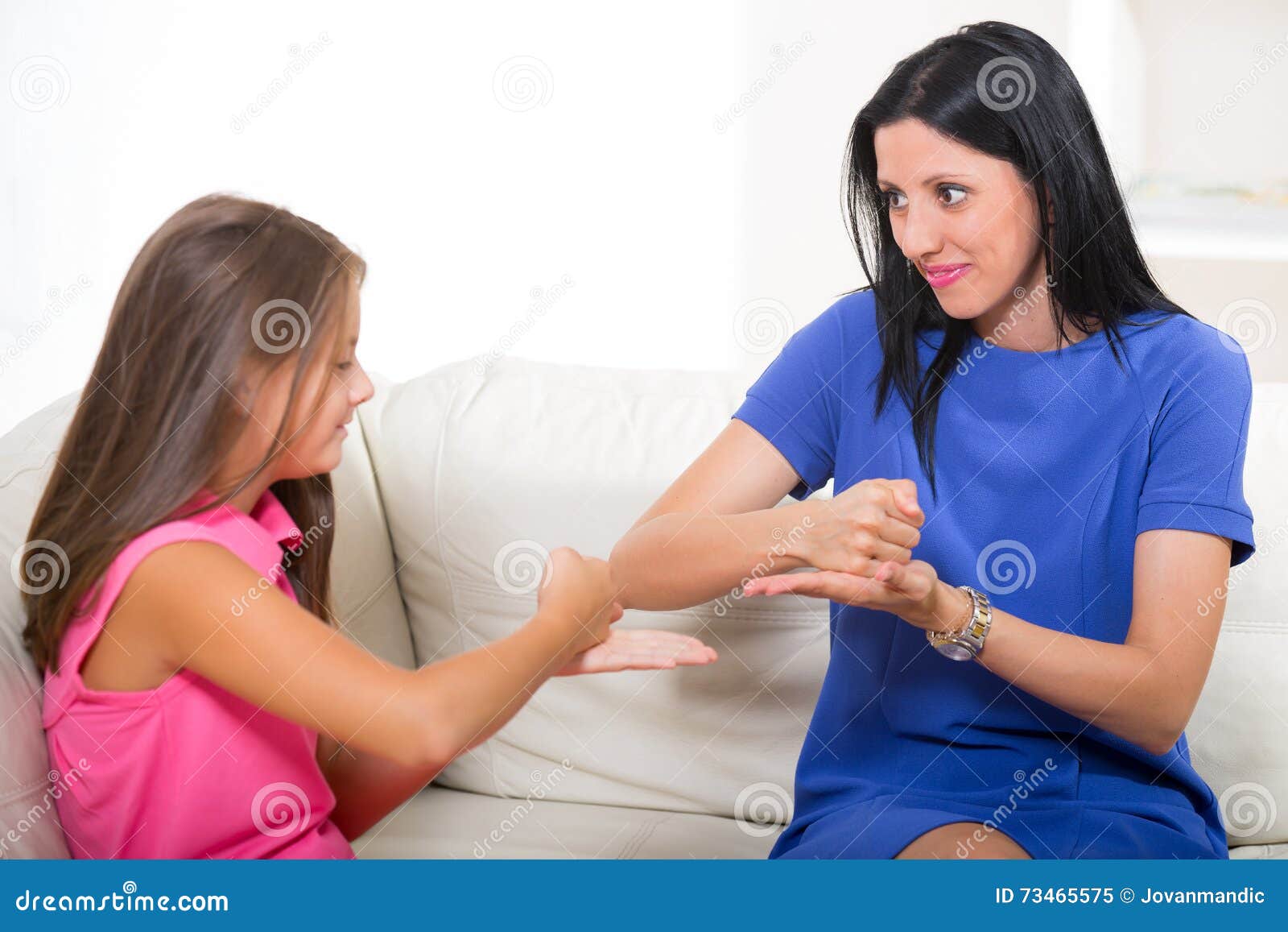 Smiling Deaf Girl Learning Sign Language Stock Image - Image of hearing ...
