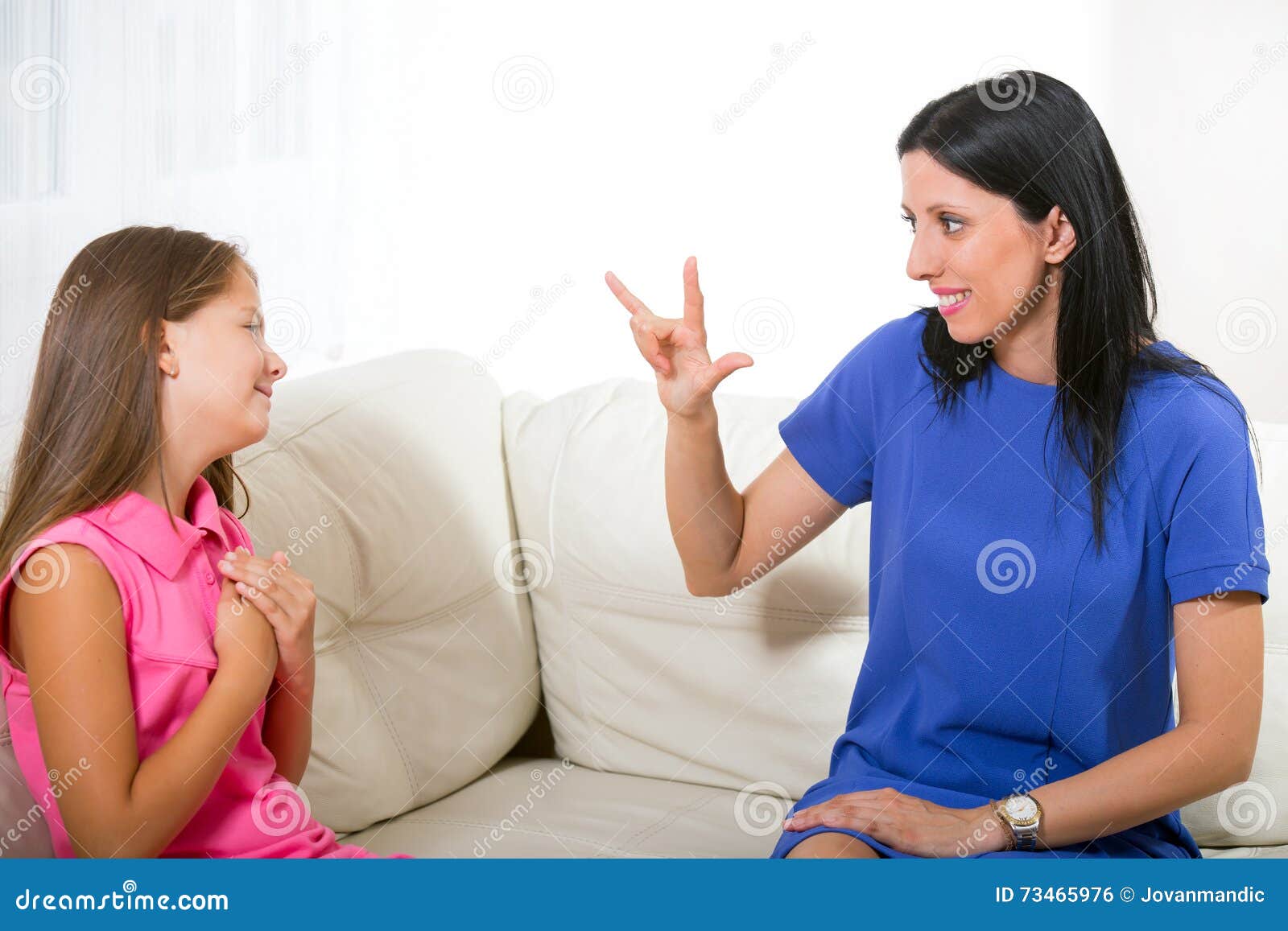 Smiling Deaf Girl Learning Sign Language Stock Photo - Image of medical ...