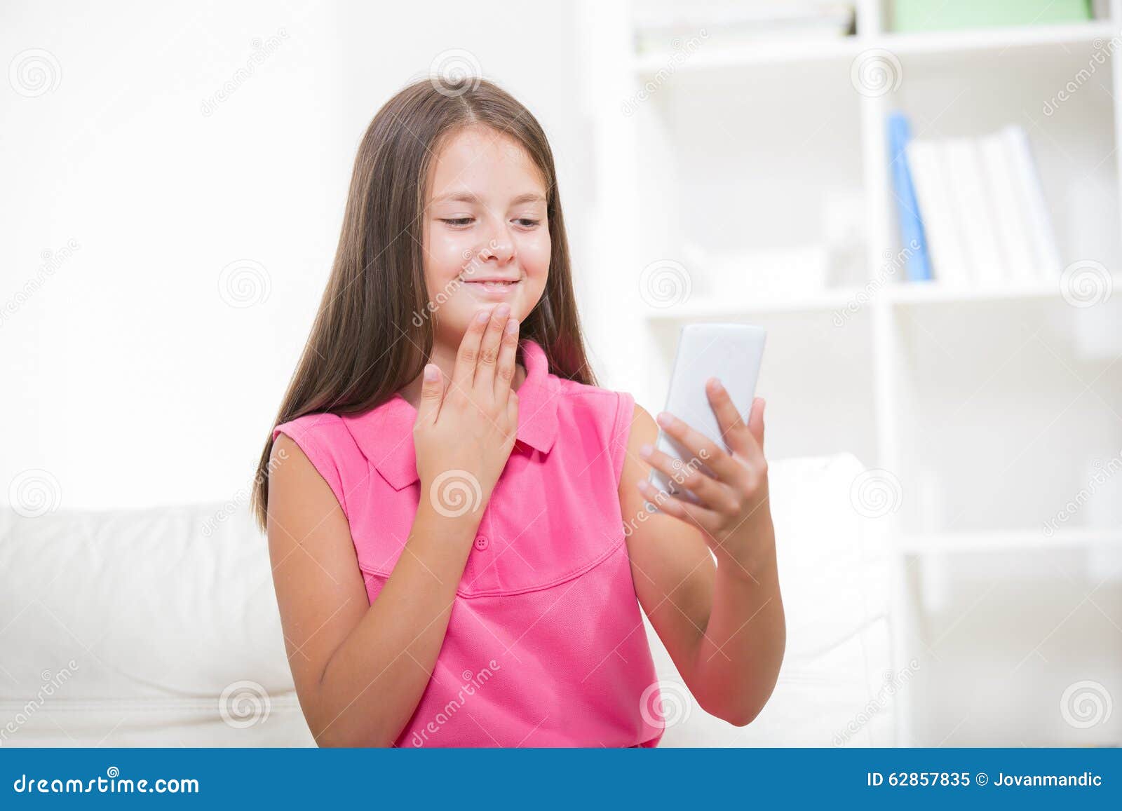 Smiling Deaf Girl Talking Using Sign Language Stock Image - Image of ...