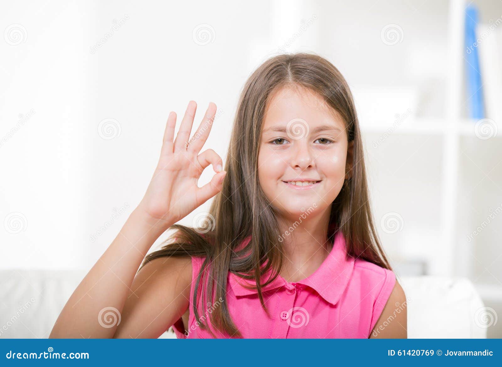 Smiling Deaf Girl Using Sign Language Stock Image - Image of medicine ...