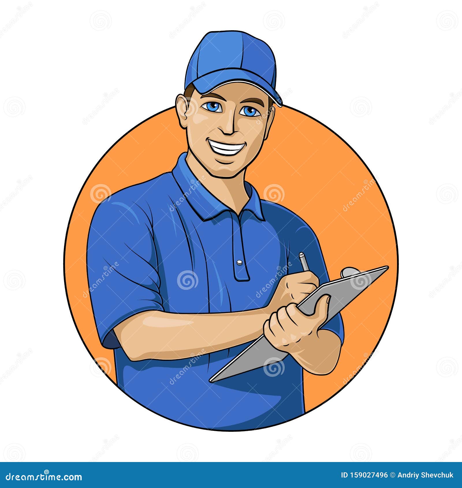Smiling Delivery Man Accepts the Order for Delivery. Stock Vector ... Smiling Delivery Man Accepts the Order for Delivery. Stock Vector ...