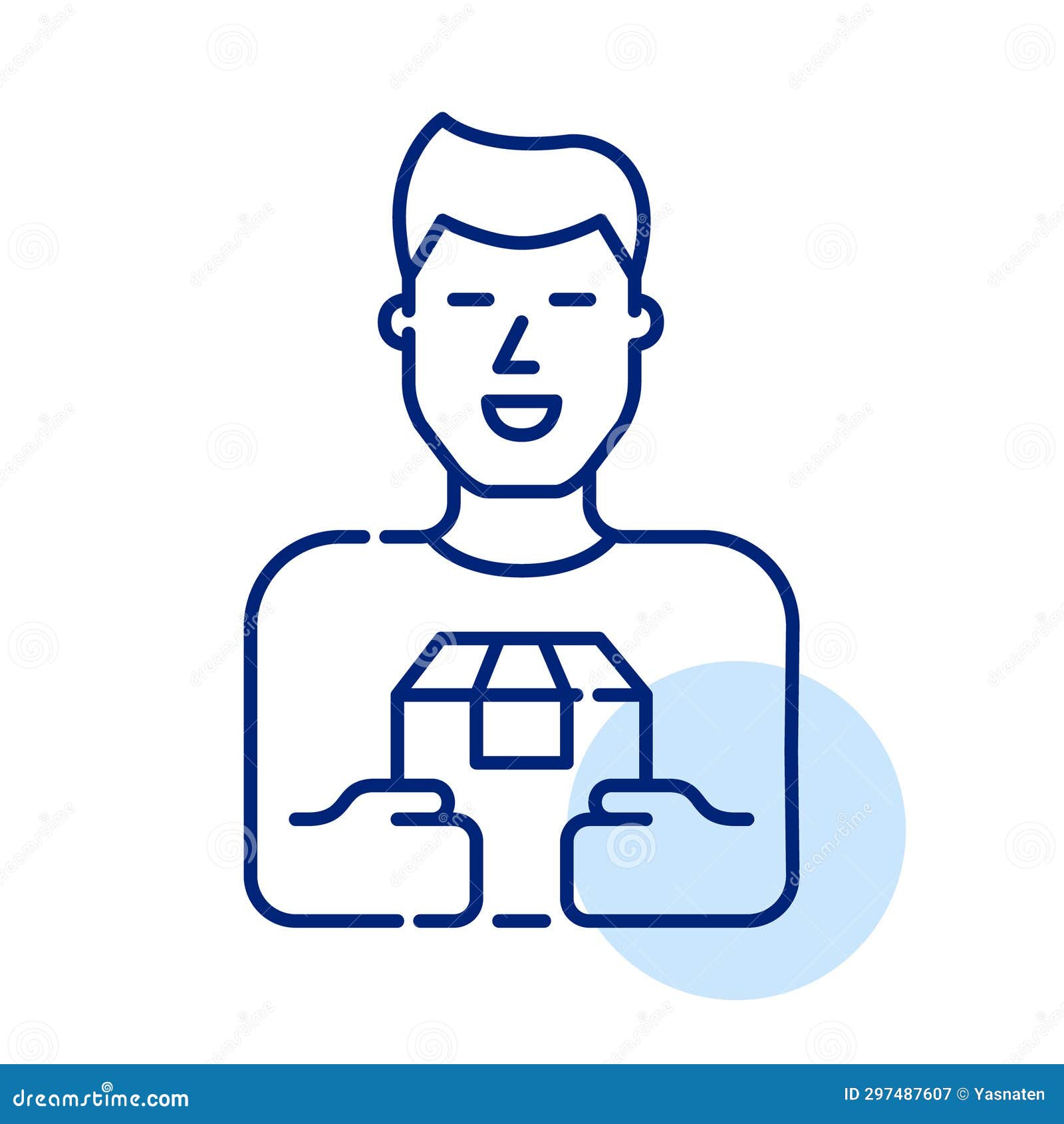 Smiling Delivery Man Handing in a Parcel Box. Pixel Perfect Icon Stock ...