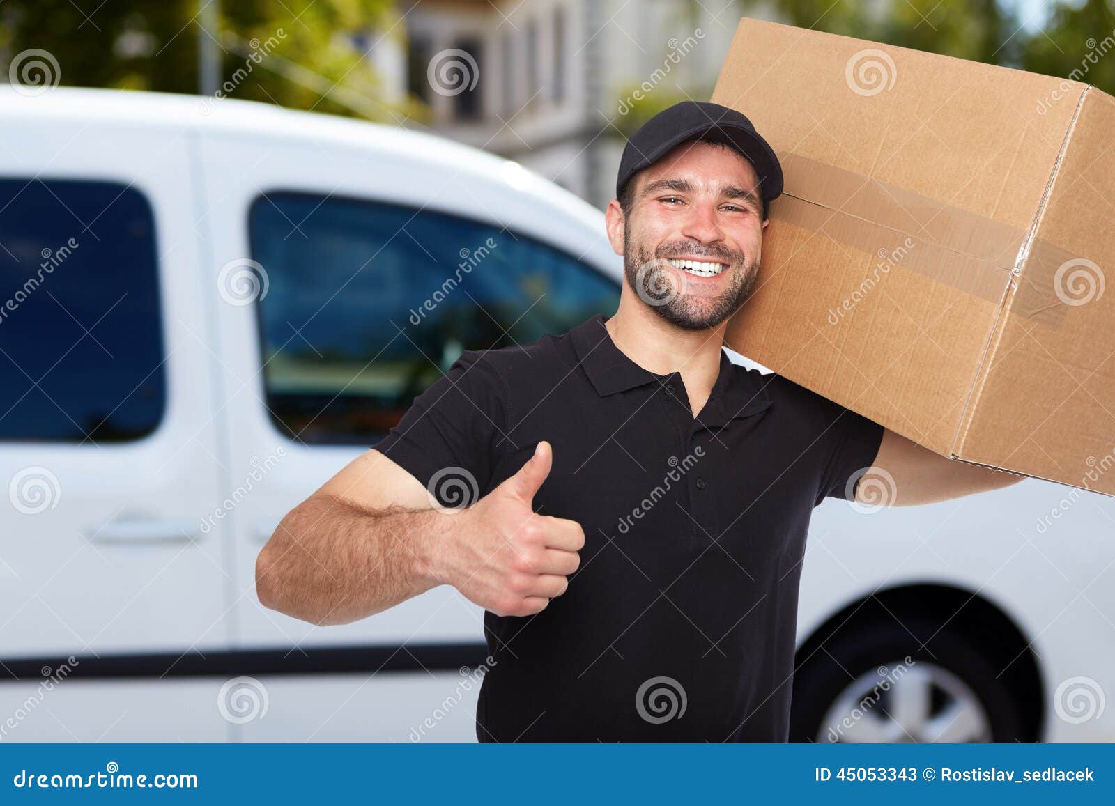 Smiling delivery man stock image. Image of movers, boxes - 45053343