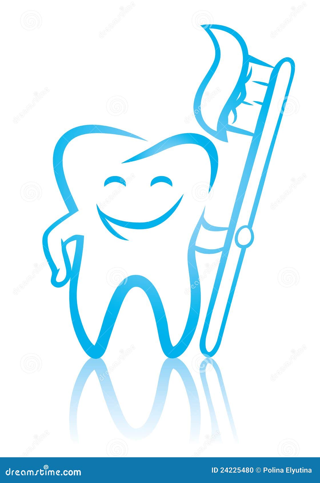 Smiling Dental Tooth with Toothbrush Stock Vector - Illustration of ...