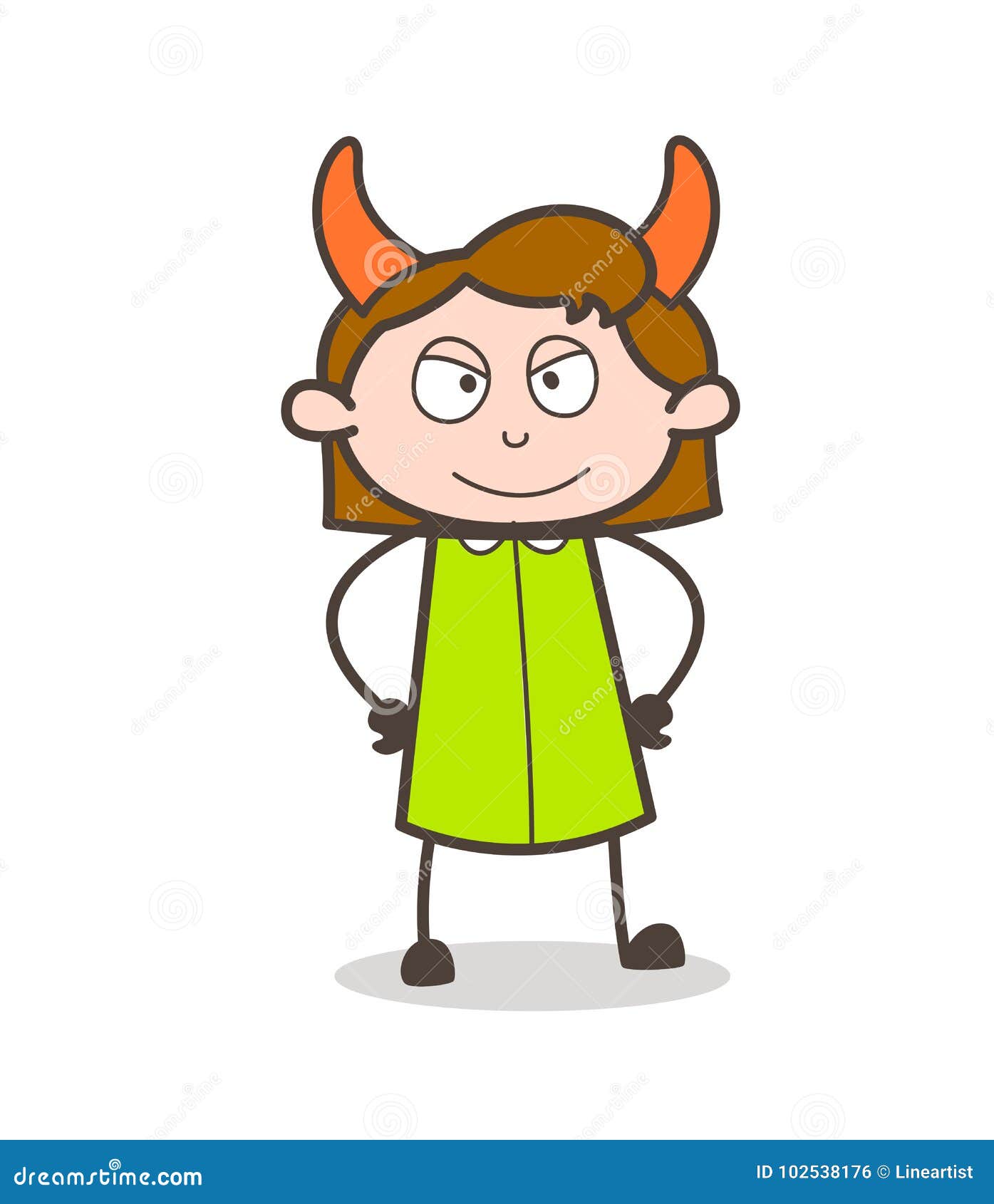 Smiling Devil Girl Face with Horns Vector Stock Illustration ...