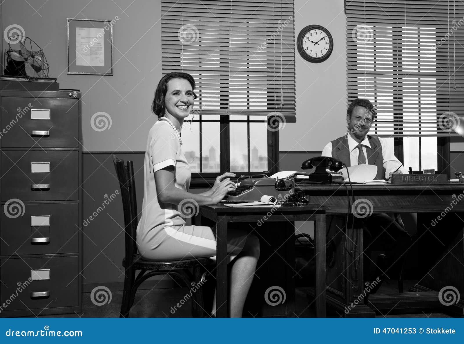 Smiling Director and Secretary at Work Stock Image - Image of looking ...