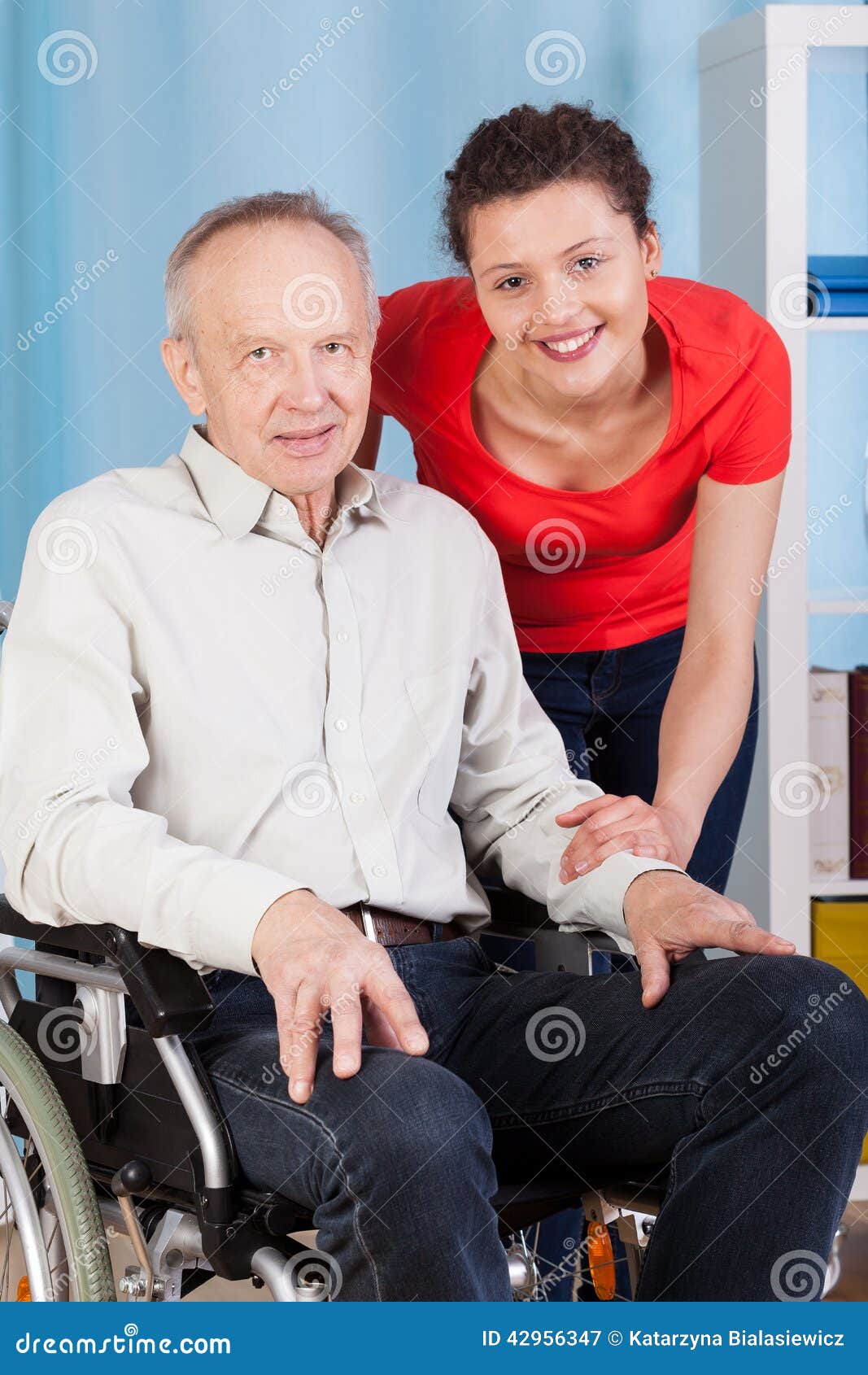 Smiling Disabled Man and Nurse Stock Image - Image of handicap, adult ...