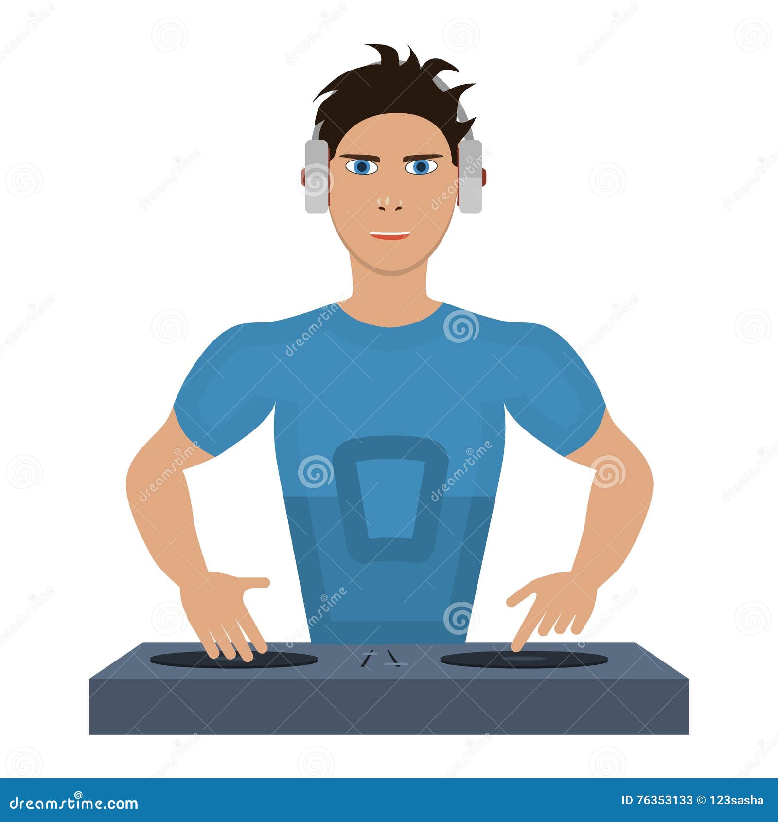 Smiling DJ With Console. Vector Illustration | CartoonDealer.com #73336264