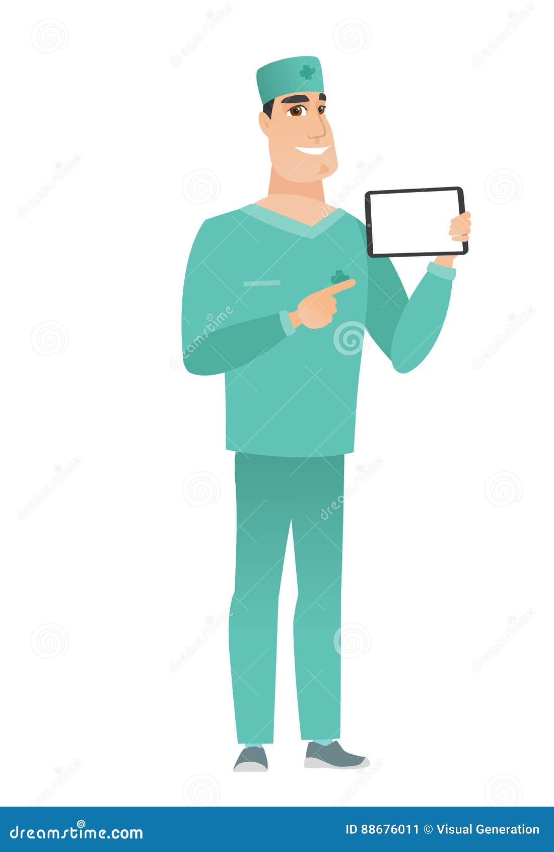 Smiling Doctor Holding Tablet Computer. Stock Vector - Illustration of ...