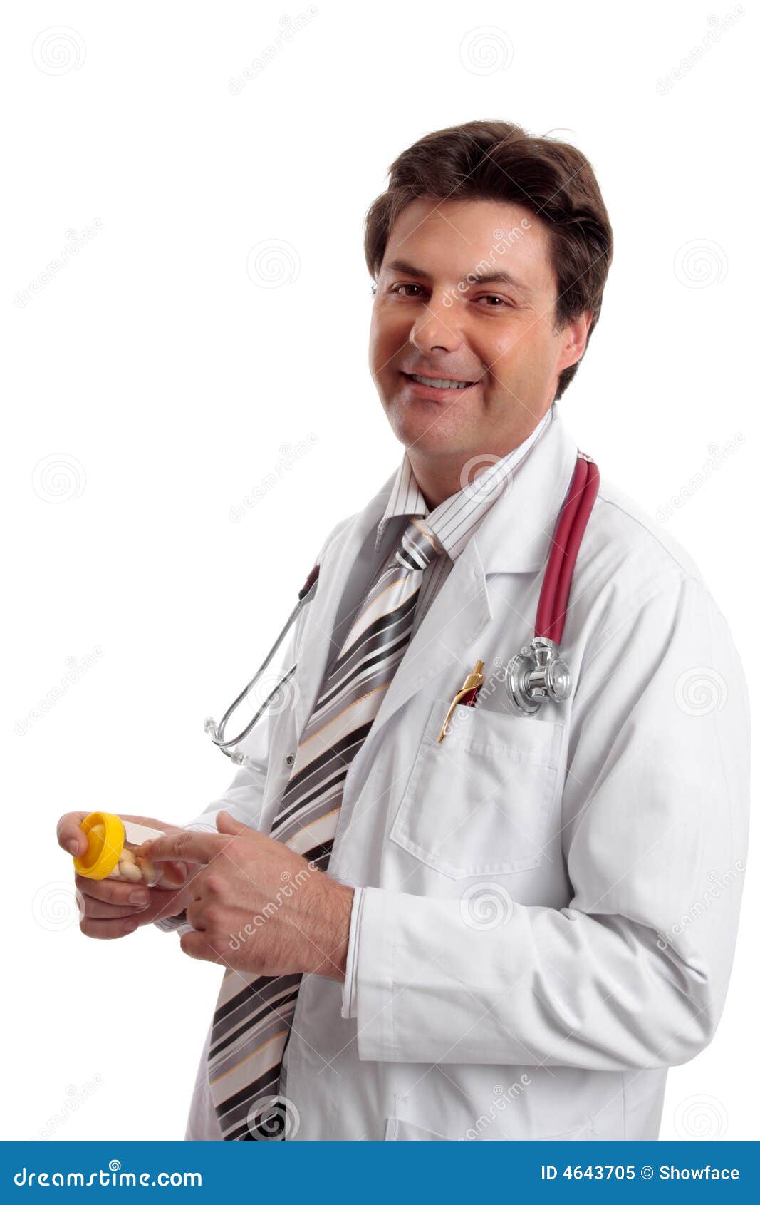 Smiling Doctor with Medicine Stock Image - Image of isolated, coat: 4643705