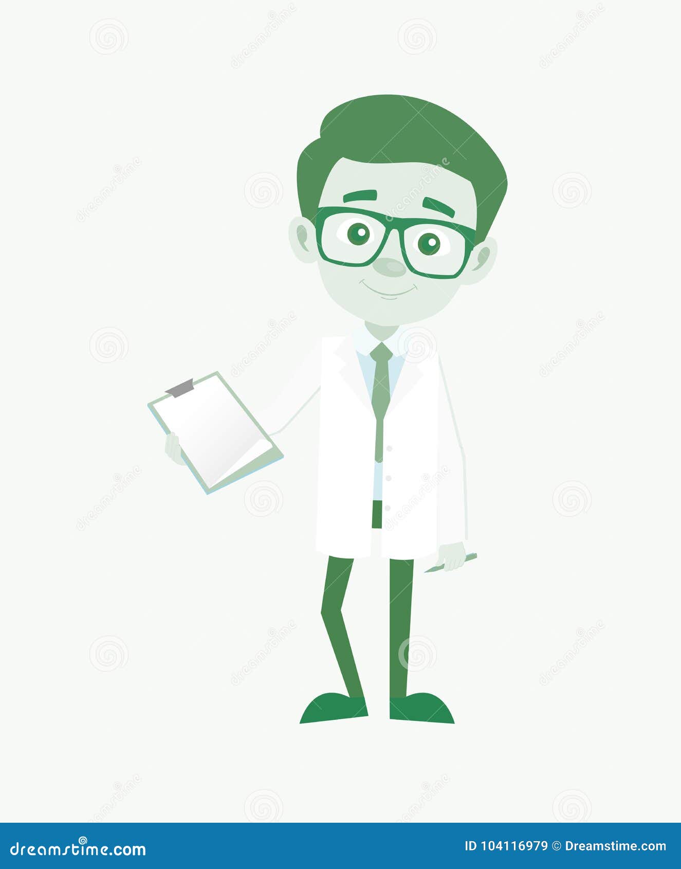 Smiling Doctor with Notes in Hand Vector Stock Vector - Illustration of ...