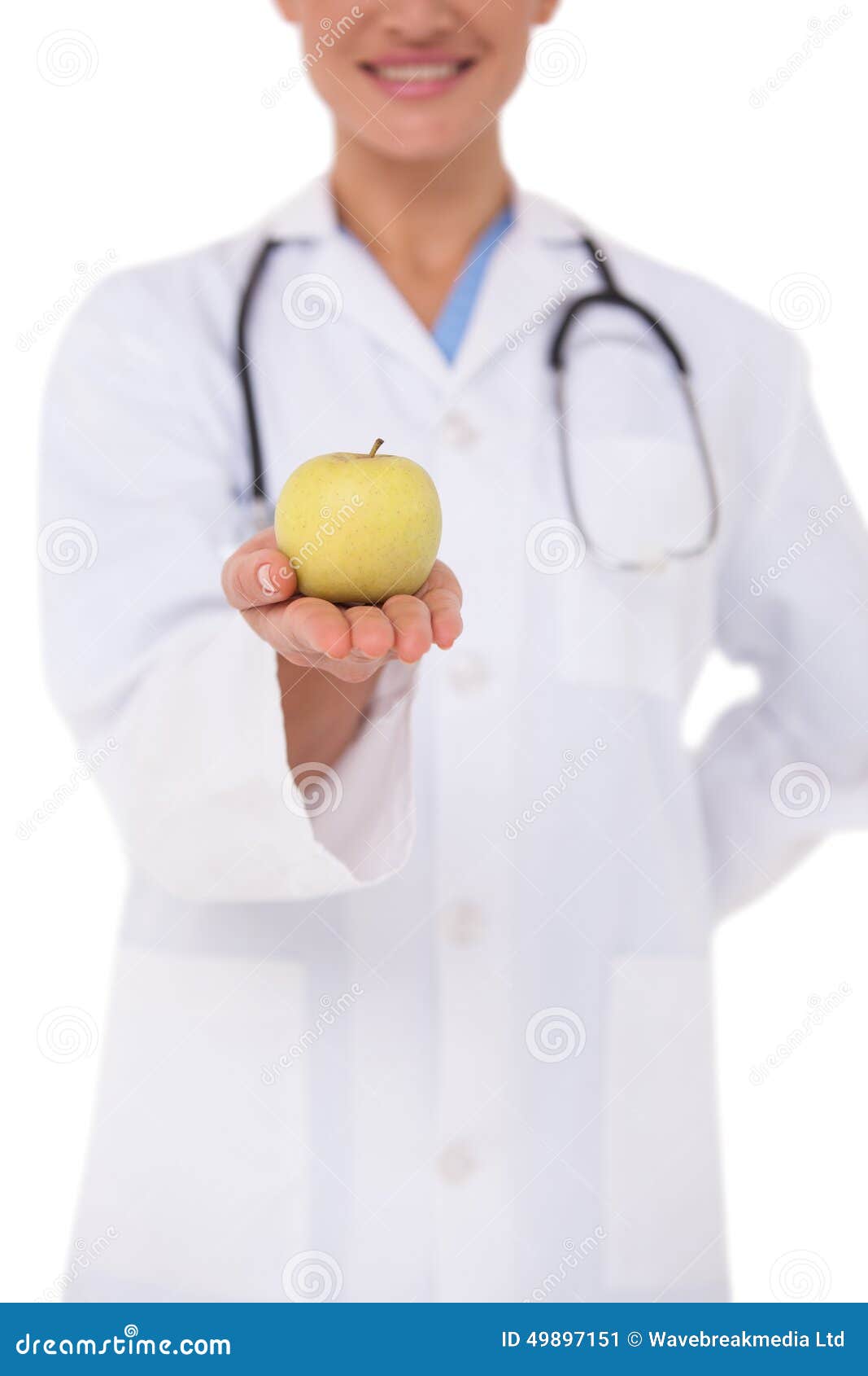 Smiling Doctor Offering an Apple Stock Image - Image of cheerful, fruit ...