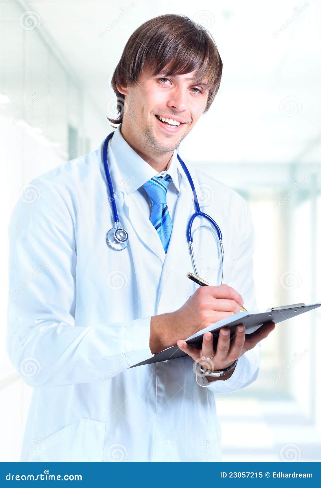Smiling doctor at office stock image. Image of health - 23057215