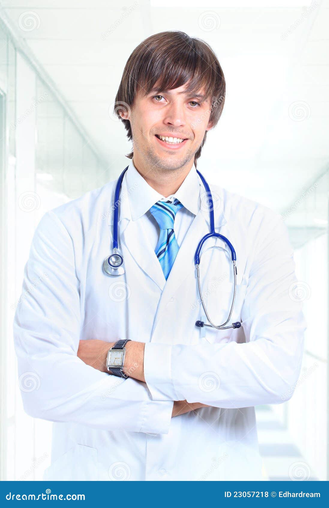 Smiling doctor at office stock photo. Image of coat, copyspace - 23057218