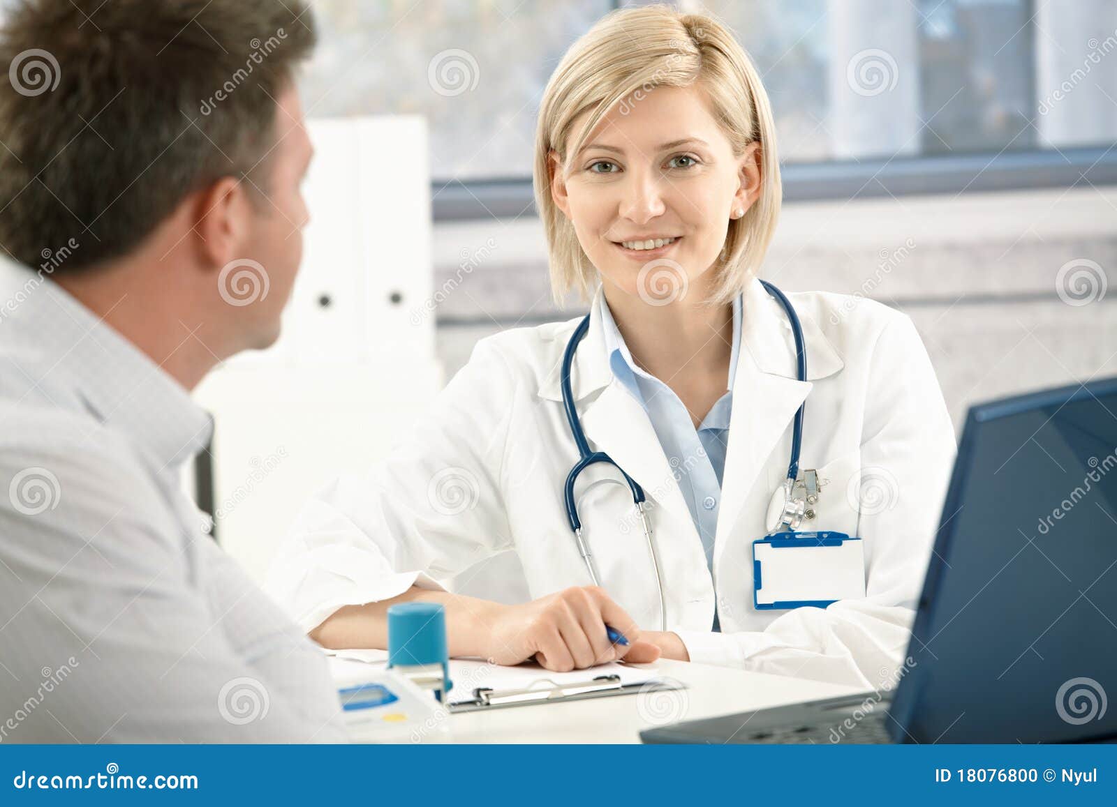 Smiling Doctor with Patient Stock Photo - Image of happiness, american ...