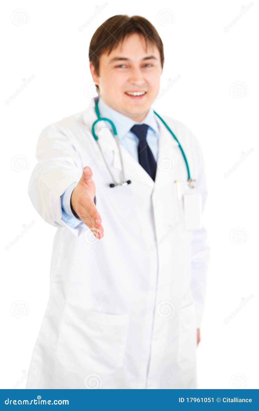 Smiling Doctor Stretches Out Hand for Handshake Stock Image - Image of ...
