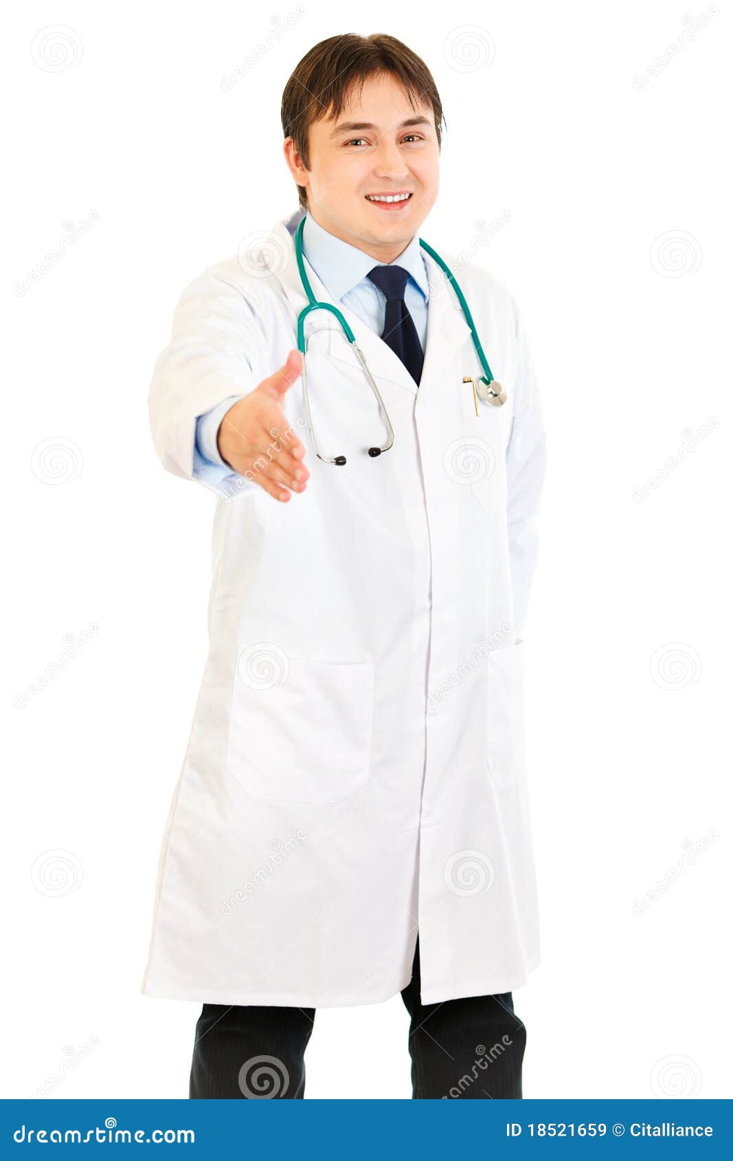 Smiling Doctor Stretches Out Hand for Handshake Stock Image - Image of ...