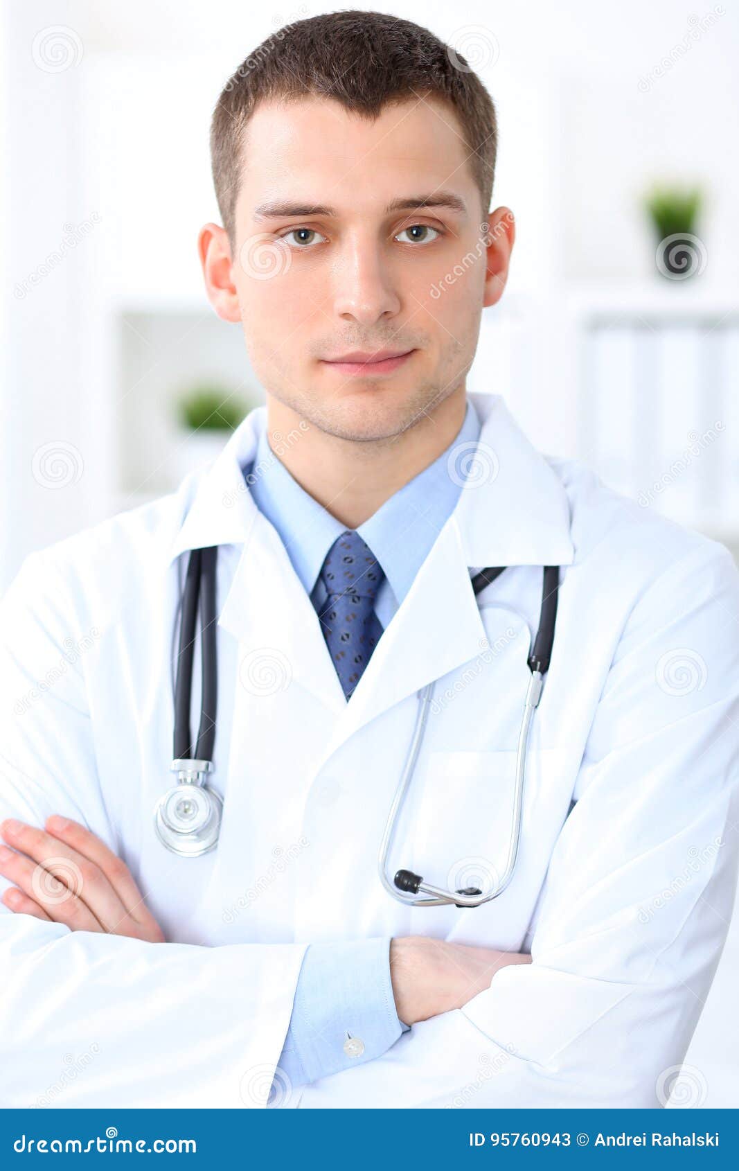 Smiling Doctor Waiting for His Team while Standing Upright Stock Image ...