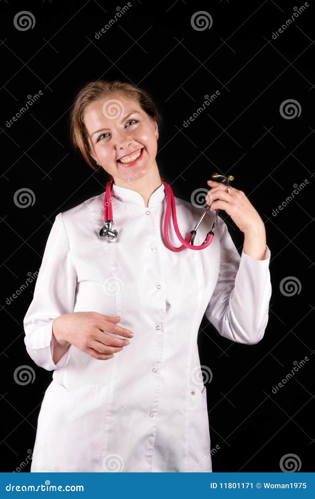Smiling Doctor in a White Dressing Gown Stock Image - Image of ...