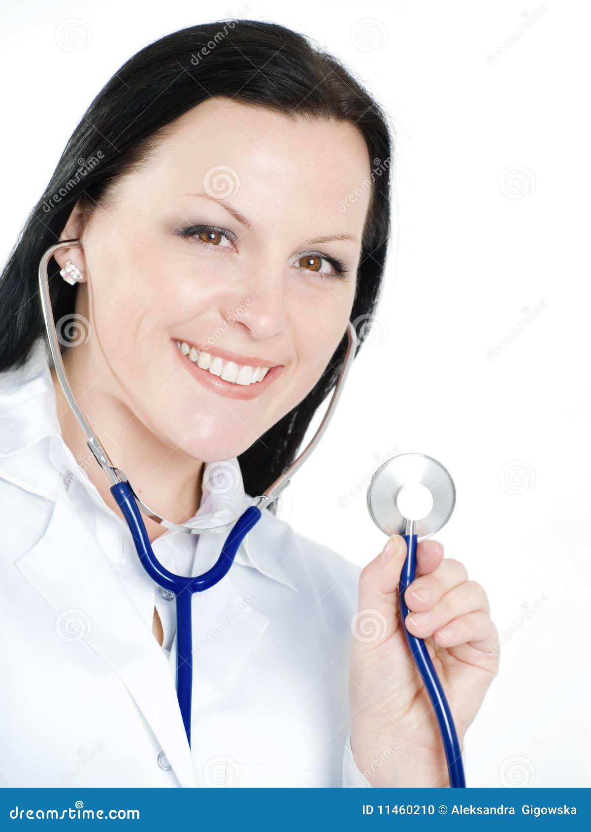 Smiling Doctor Woman Holding Stethoscope Stock Photo - Image of ...