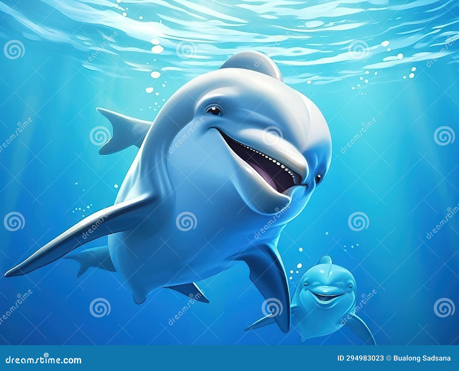 Smiling dolphin stock illustration. Illustration of smile - 294983023