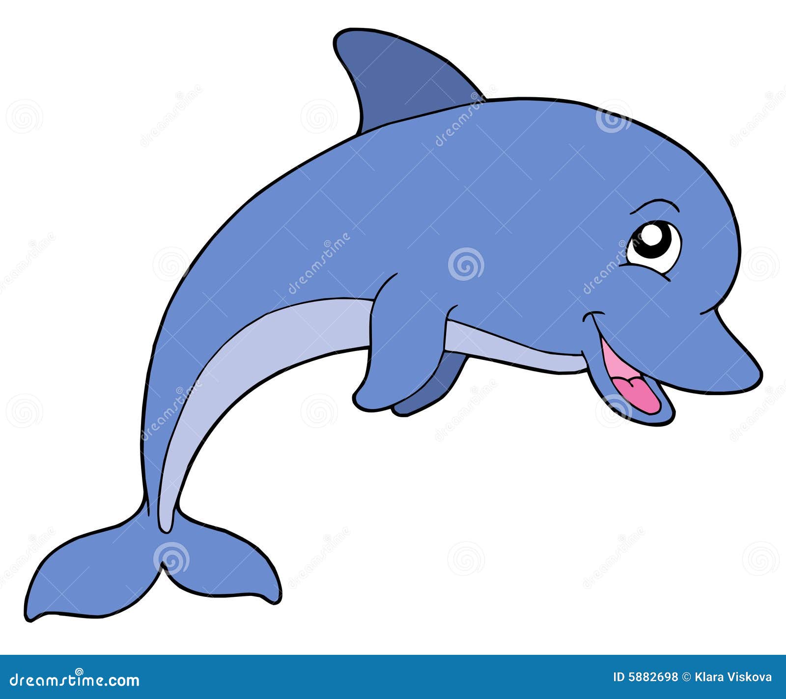 Smiling dolphine stock vector. Illustration of smart, blue - 5882698