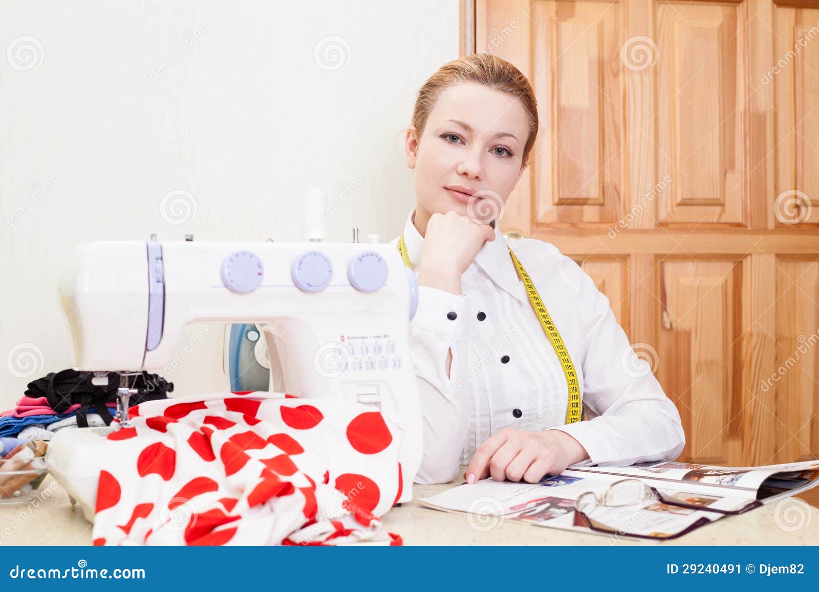 Smiling dressmaker stock image. Image of handmade, craftsman - 29240491